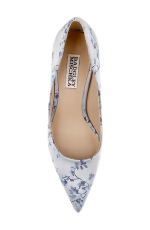 Badgley Mischka Wonder Floral Jacquard Pointed Toe Pumps - Light Blue