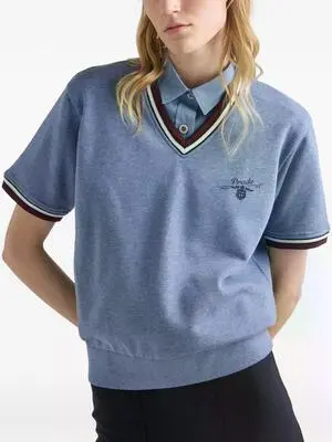 Prada Cotton Fleece V-neck Sweatshirt