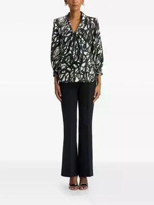 Oscar De La Renta Abstract Sketch Silk Twill Blouse