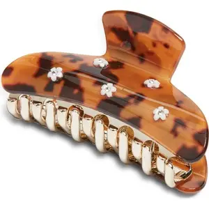 Chelsea28 Flower Detail Claw Clip - Brown Multi
