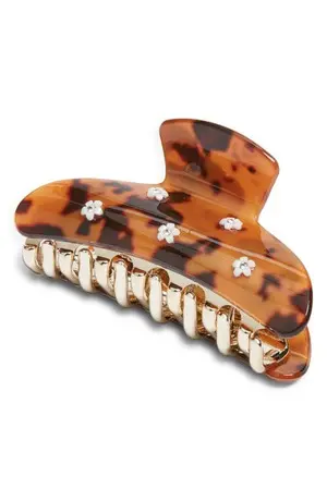 Chelsea28 Flower Detail Claw Clip - Brown Multi