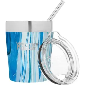 HEALTHY HUMAN Stainless Steel Tumbler With Straw 12oz Ocean Tide - Blue