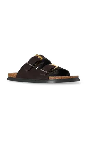 THE ROW Suede Buckled Slide Sandals