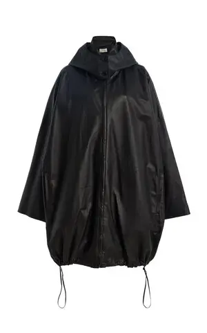 THE ROW Cassandre Plonge Leather Coat - Black