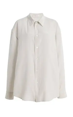 THE ROW Fiora Pinstriped Silk Shirt - Blue