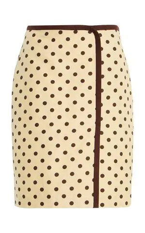 Posse Bowie Polka-dot Linen-cotton Midi Skirt - Yellow