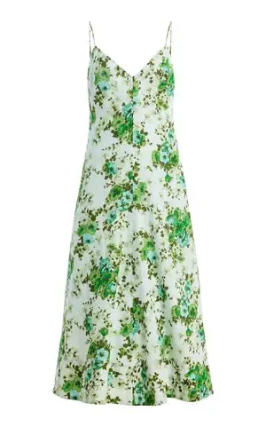 Cara Cara Mae Floral Linen Dress Green