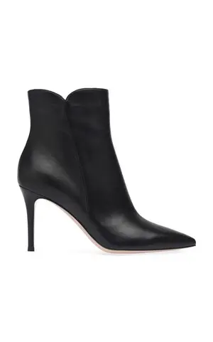 GIANVITO ROSSI Levy Leather Ankle Boots - Black