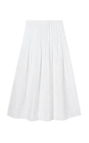 RÓHE Pleated Cotton-poplin Maxi Skirt - White