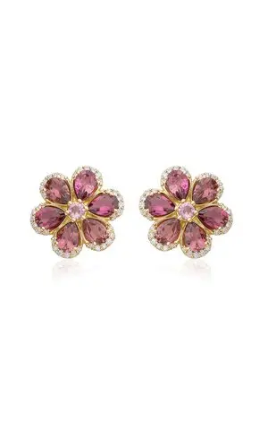 Jamie Wolf 18k Yellow Gold Tourmaline And Diamond Earrings - Pink