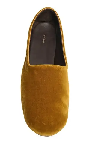 THE ROW Ponti Cotton Velvet Slippers - Yellow