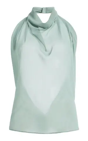 SLOAN Georgette Halter Neck Top - Blue