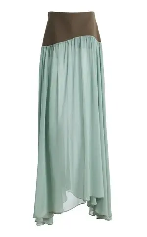 SLOAN Wave Crepe Maxi Skirt - Blue