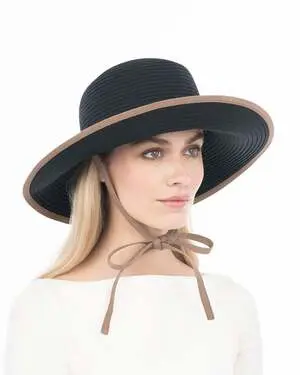 Eric Javits Ribbon Skimmer Sun Hat - Khaki Mix