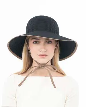 Eric Javits Ribbon Skimmer Sun Hat - Khaki Mix