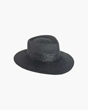 Eric Javits Squishee Straw Fedora Hat - Black