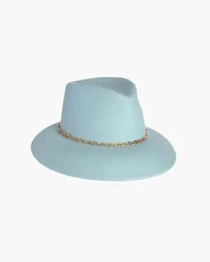 Eric Javits Hand-blocked Wool Felt Fedora With Gold-plated Chain - Misty