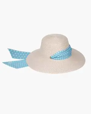 Eric Javits Twilly Billy Sun Hat - Cream/aqua Dot