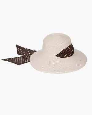 Eric Javits Twilly Billy Sun Hat - Cream/chocolate Dot
