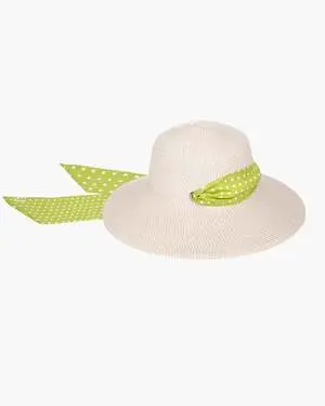 Eric Javits Twilly Billy Sun Hat - Cream/kiwi Dot