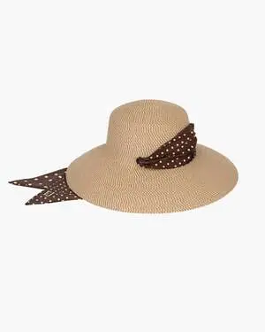Eric Javits Twilly Billy Sun Hat - Peanut/chocolate Dot