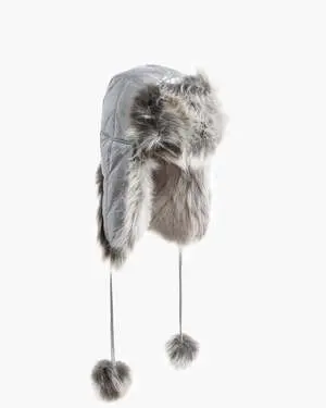 Eric Javits Faux Fur Trooper Hat - Silver
