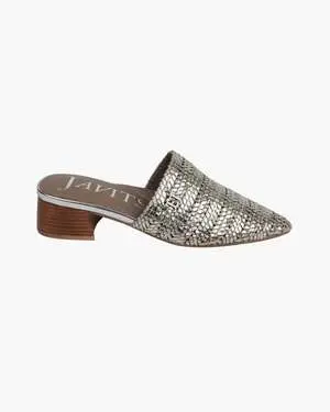 Eric Javits Aura Metallic Mules - Silver