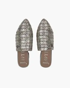 Eric Javits Aura Metallic Mules - Silver