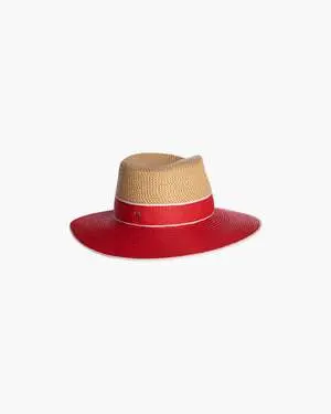 Eric Javits Squishee Straw Fedora Hat - Red Mix