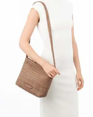 Eric Javits Lil Koko Raffia Rollable Crossbody Bag - Fawn