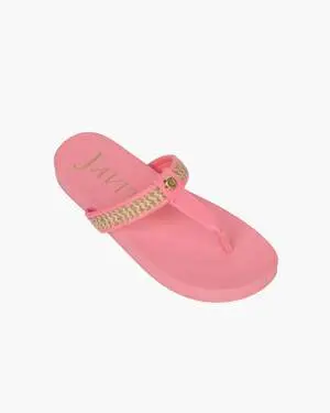 Eric Javits Squishee Flip Flop Sandals - Peanut/pink