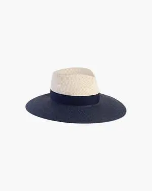 Eric Javits Lady Daphne Two-tone Fedora Hat - White Mix/navy