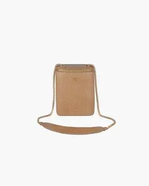 Eric Javits Embossed Lizard Leather Crossbody Bag With Chain Strap - Peanut