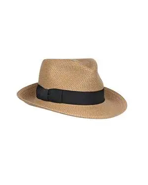 Eric Javits Squishee Straw Fedora Hat - Natural Black