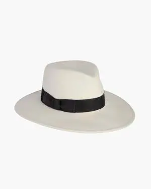Eric Javits Wool Zora Felt Fedora Hat - Off White/black