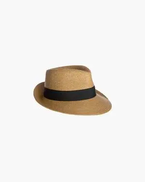 Eric Javits Squishee Classic Fedora Straw Hat - Natural/black