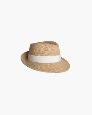 Eric Javits Squishee Classic Fedora Straw Hat - Peanut/white
