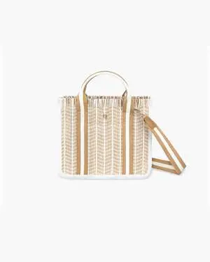 Eric Javits Woven Raffia And Canvas Tote Bag - White Mix