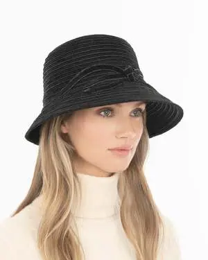 Eric Javits Shenia Bow Cloche Hat - Tabac