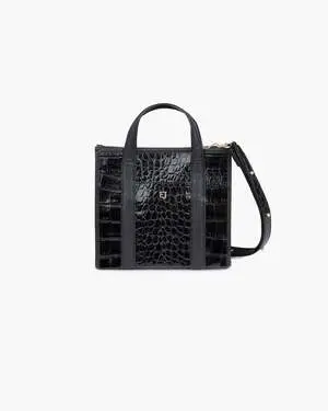 Eric Javits Embossed Calf Leather Top Handle Shopper - Black
