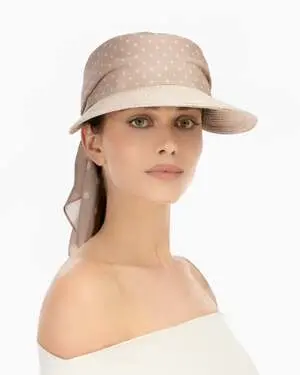 Eric Javits Dot Scarf Visor - Cream/almondine