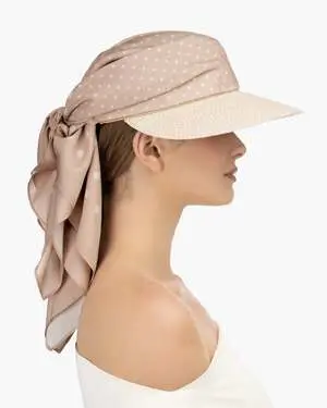Eric Javits Dot Scarf Visor - Cream/almondine