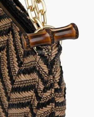 Eric Javits Chain Pouch Raffia Bag