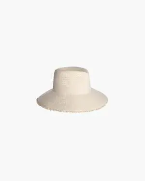 Eric Javits Squishee Straw Fedora Hat - White Mix