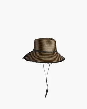 Eric Javits Packable Fedora Hat With Chin Strap Natural/black
