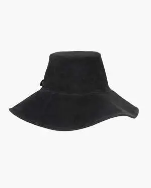 Eric Javits Water-repellent Calf Suede Floppy Hat - Black