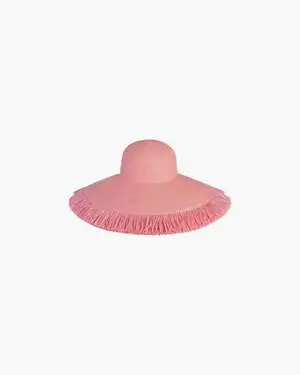 Eric Javits Eric Javits Squishee Floppy Hat With Fringe Coral Pink