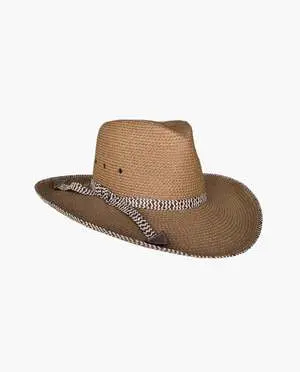 Eric Javits Eric Javits Squishee Packable Western Straw Hat Cafe Mix