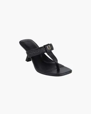 Eric Javits Logo Thong Espadrille Sandals - Black