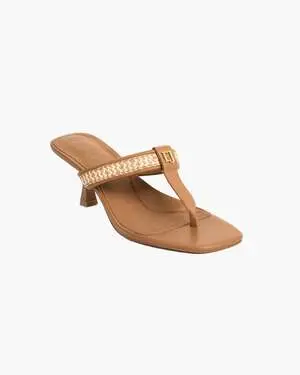 Eric Javits Logo Thong Espadrille Sandals - Peanut
